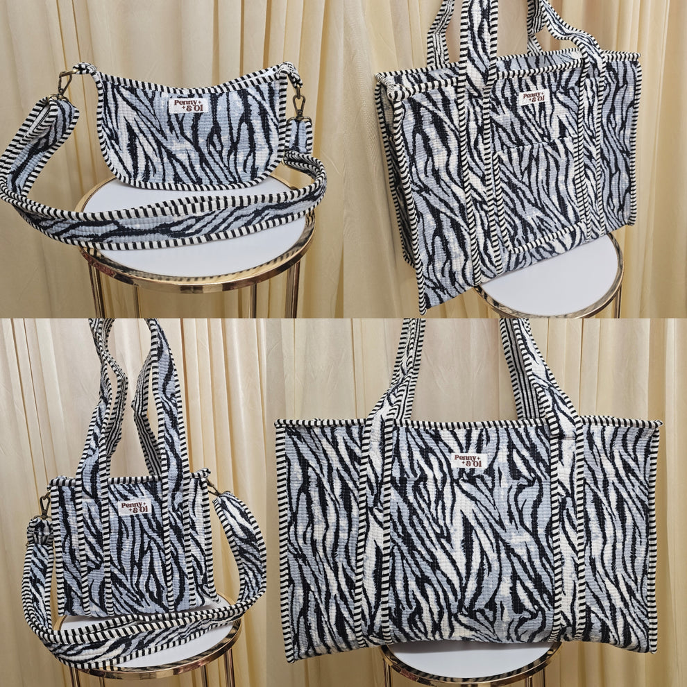 Grey Tiger Print collection, tote bags. Cotton tote bags all sizes ...